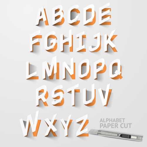 Paper cut alphabet letters and numbers font Vector Image