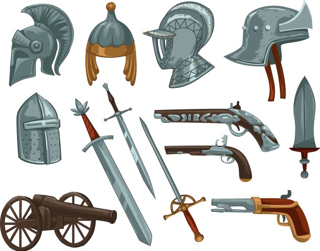 Medieval weapons ancient protection warrior Vector Image