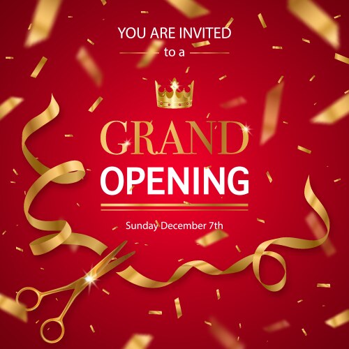 Grand opening ceremony invitation template layout Vector Image