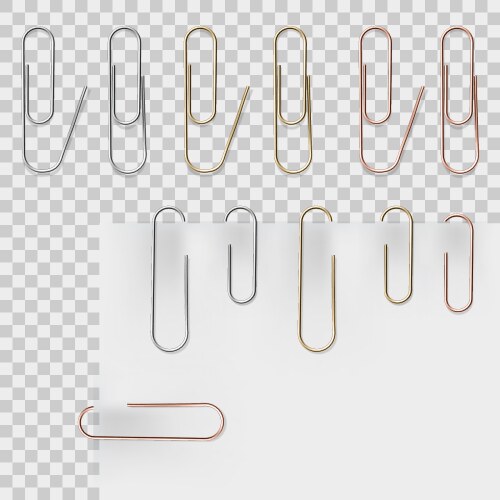 Realistic metal paper clips set Royalty Free Vector Image
