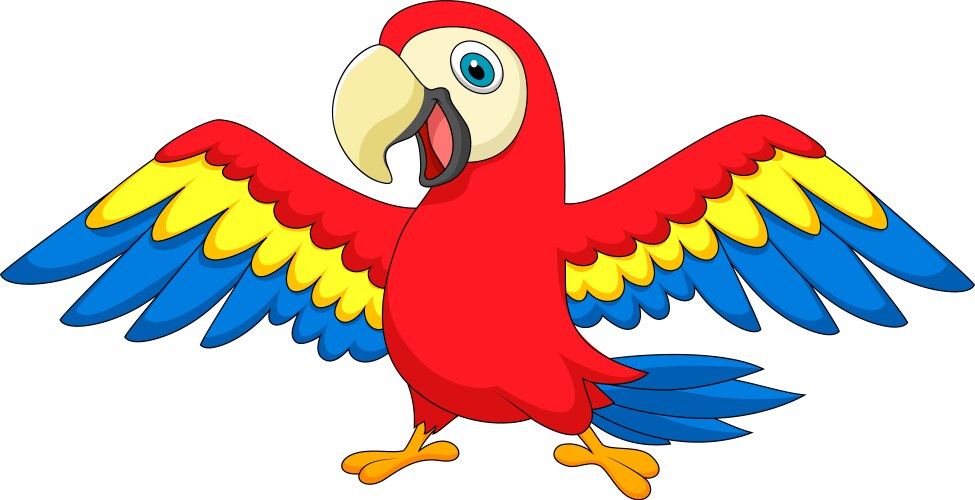 Cute cartoon parrot with colorful feathers Vector Image