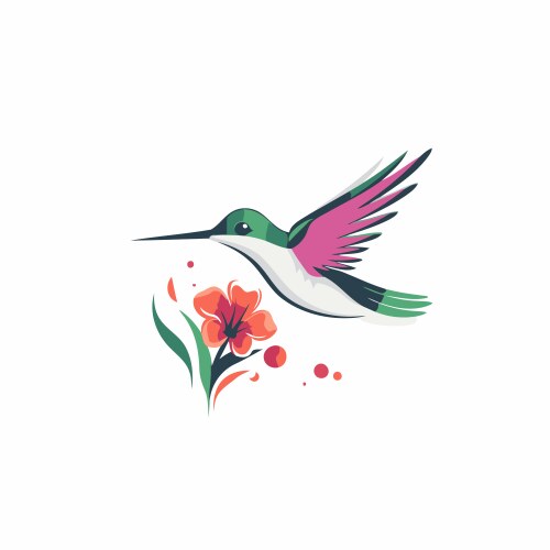 Hummingbird with hibiscus flowers Royalty Free Vector Image