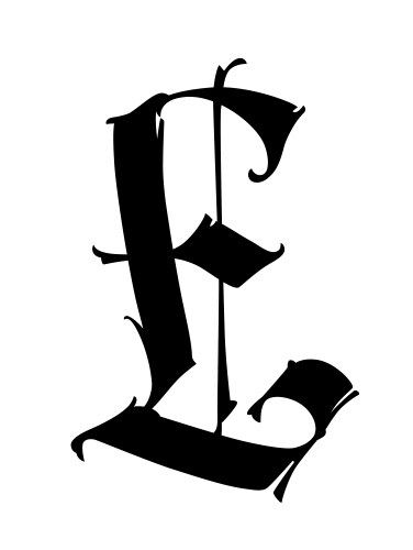 Letter e in the gothic style alphabet symbol Vector Image