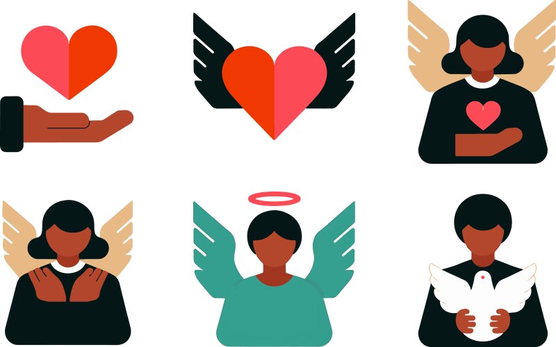 Altruism and benevolence logo icon set bundle Vector Image