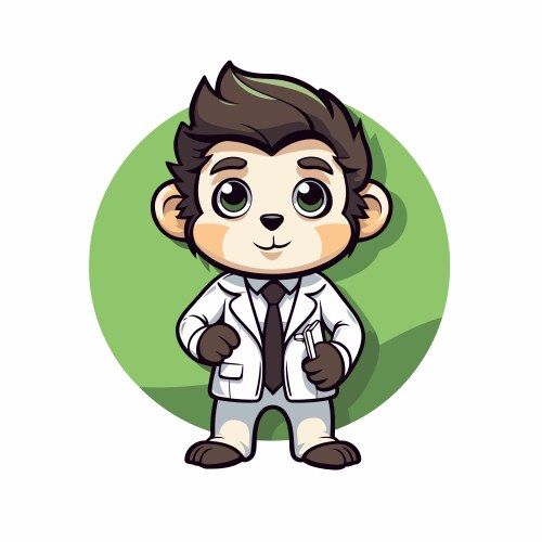 Cute monkey doctor cartoon character mascot design