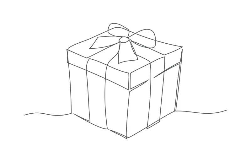 Gift box continuous one line drawing Royalty Free Vector