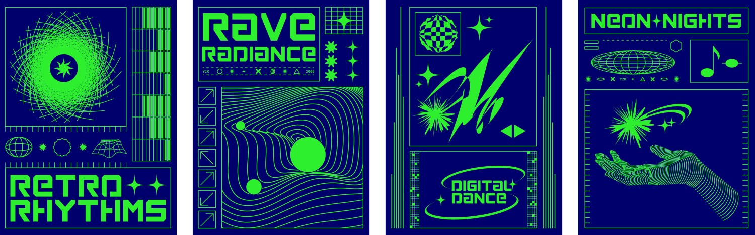 Poster template in modern y2k design style Vector Image