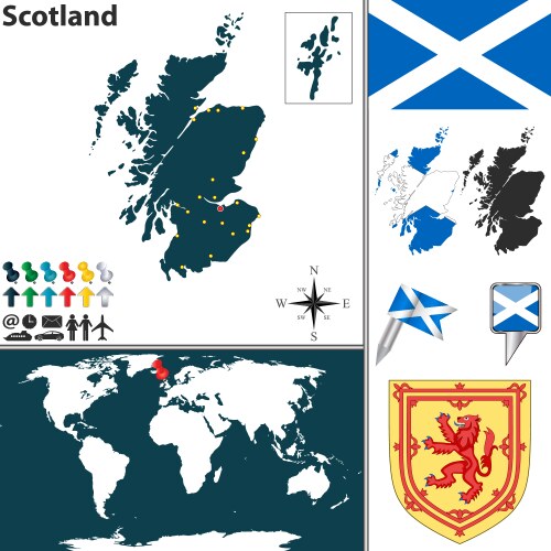Map scotland with districts Royalty Free Vector Image