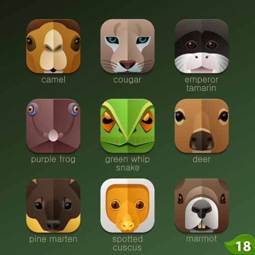 Animal faces for app icons-set 24 Royalty Free Vector Image