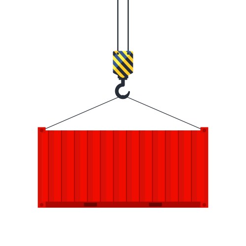 Cargo container hanging on a crane hook port Vector Image