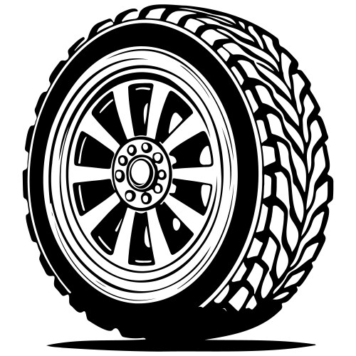 Tire drawing outline cartoon line engraving Vector Image