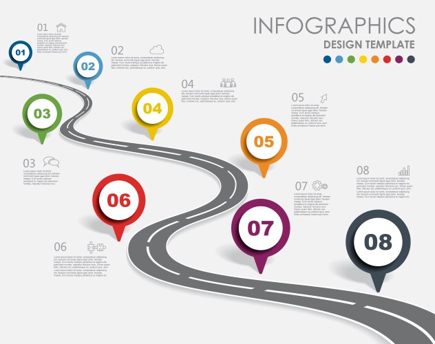 Road journey infographic trip directional map Vector Image