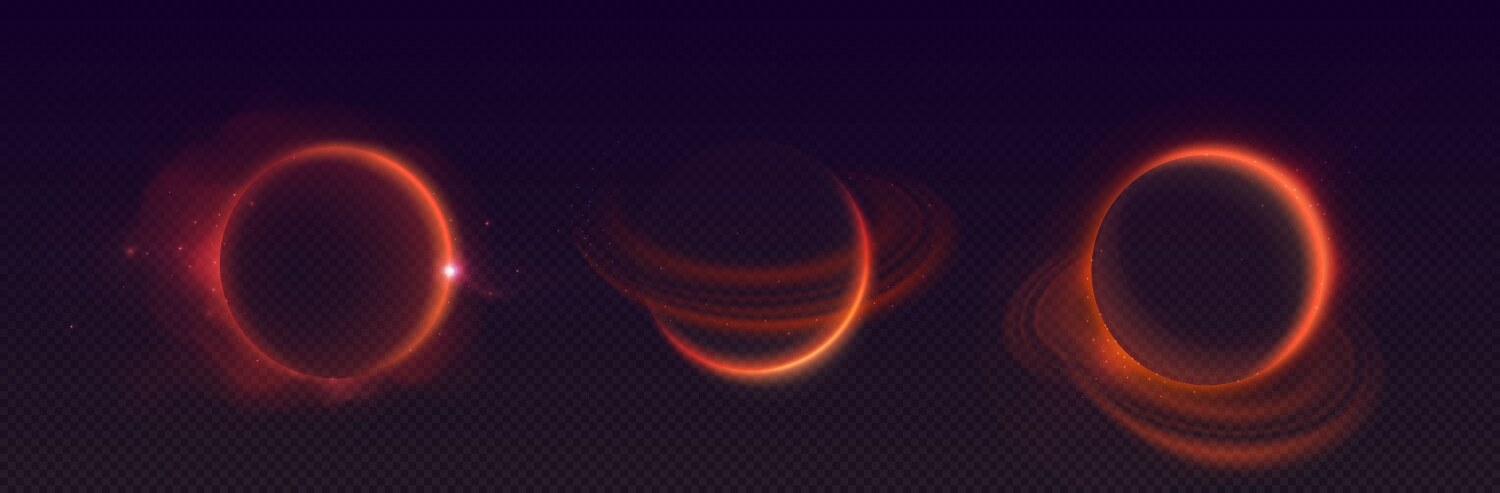 Solar eclipse stages with glowing red ring Vector Image