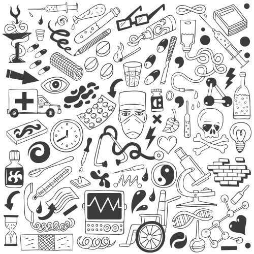 Health care and medicine doodle Royalty Free Vector Image
