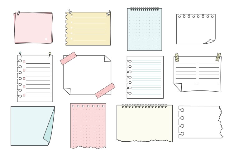 Memo sticky notes sheet reminder color office Vector Image