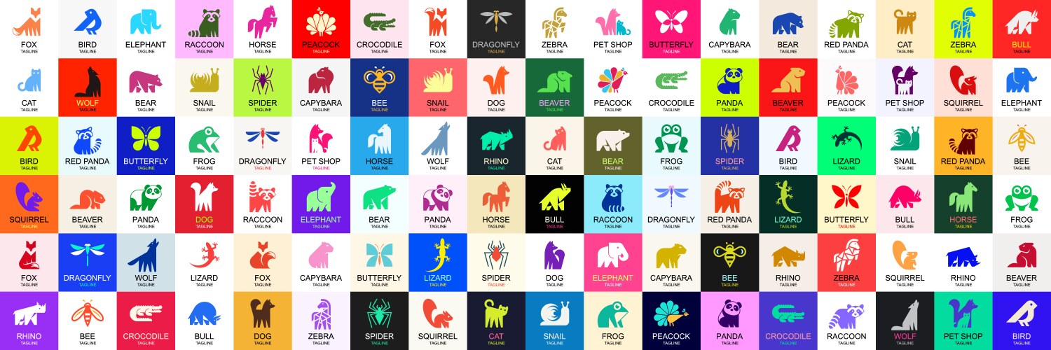 Animals logos collection Royalty Free Vector Image