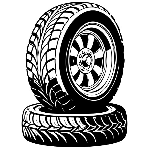 Tire drawing outline cartoon line engraving Vector Image