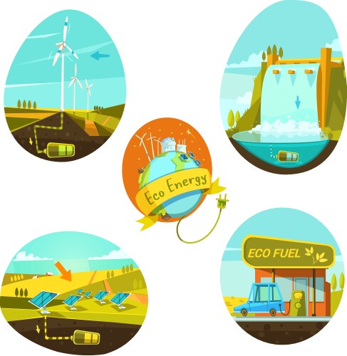Alternative energy sources hydroelectric wind Vector Image