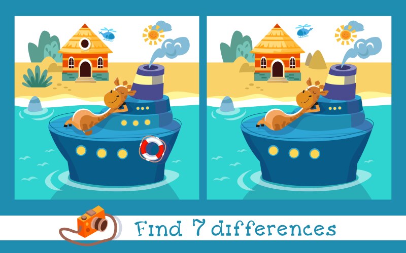 Find 8 differences educational puzzle game Vector Image