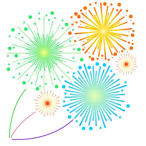 Cartoon fireworks set Royalty Free Vector Image