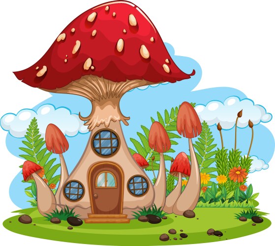 Cartoon funny insects with mushroom house Vector Image