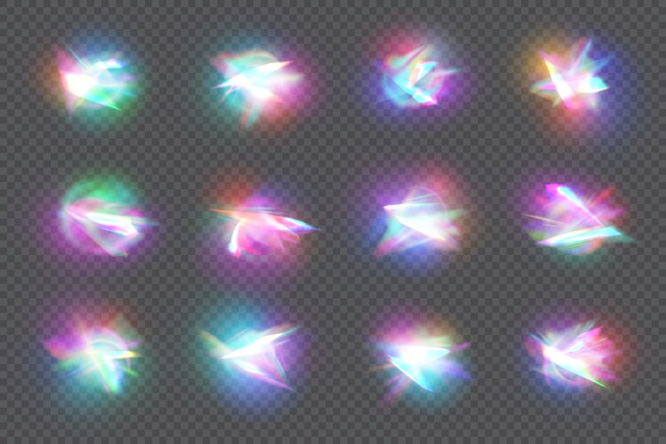 Rainbow crystal light set Royalty Free Vector Image