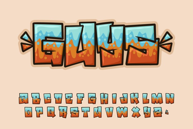 Square alphabet graffiti text letters Royalty Free Vector