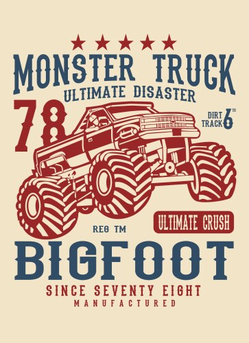 Monster truck logo emblem design template Vector Image