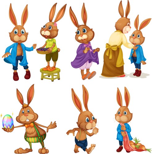 Cartoon happy rabbits collection Royalty Free Vector Image