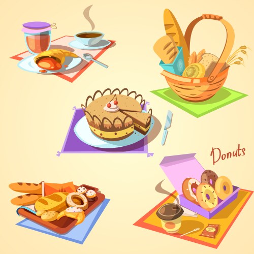Bakery icon set Royalty Free Vector Image - VectorStock