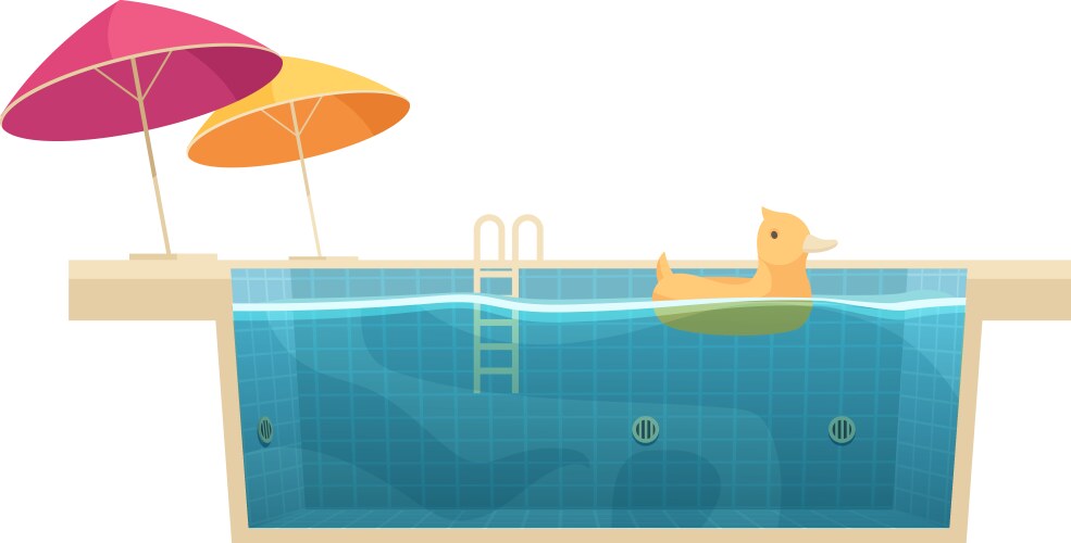 Outdoor swimming pool cartoon background Vector Image