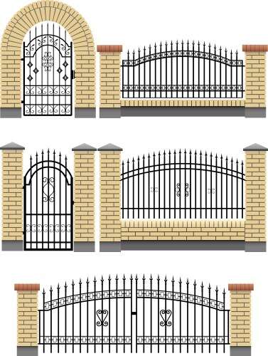 Palace fence with gate Royalty Free Vector Image