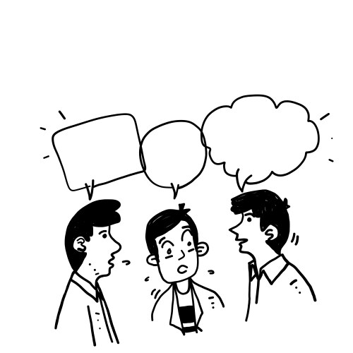 Hand drawing doodle people in conversation Vector Image