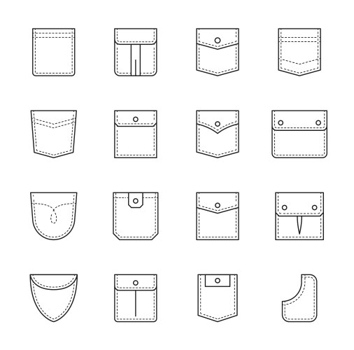 Patch pocket clothes pouches with flaps buttons Vector Image