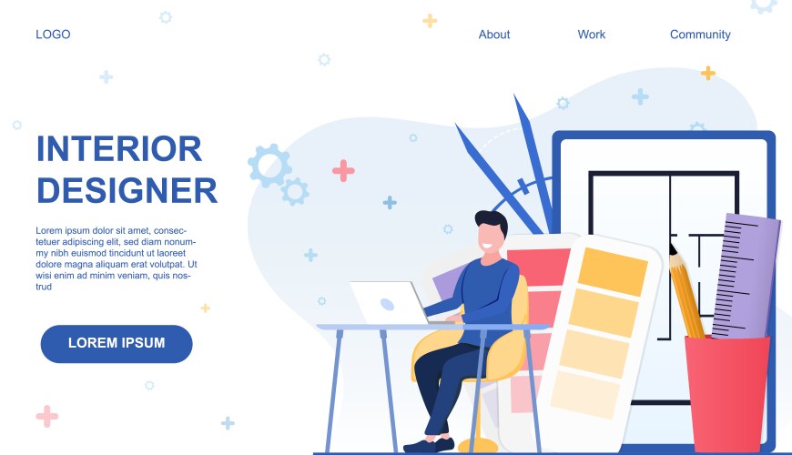 Interior Designers Working On Projects Royalty Free Vector