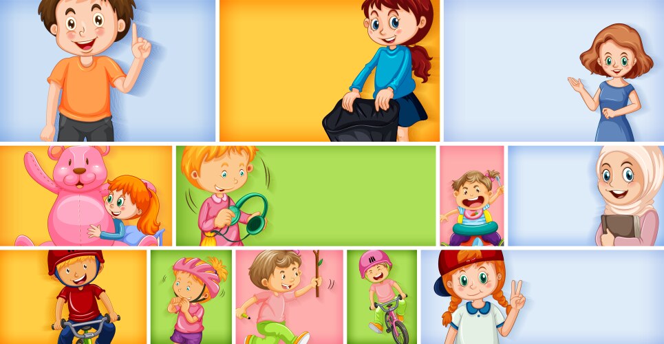 Set different kid characters Royalty Free Vector Image