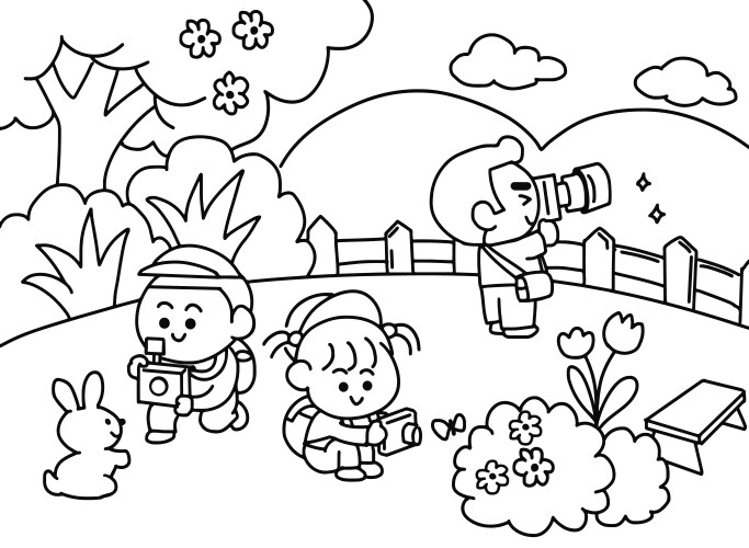 Park ranger in the forest coloring pages style Vector Image