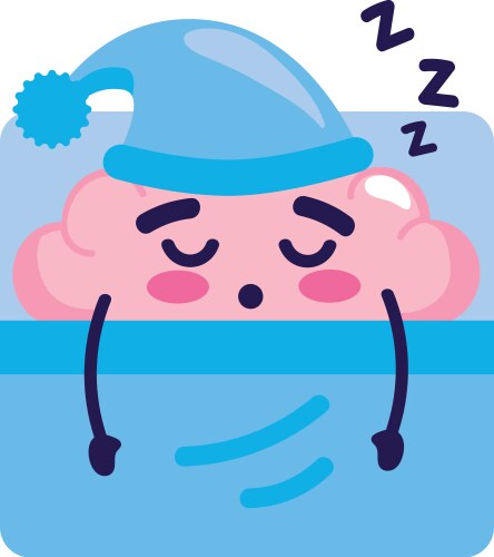 Cute brain in meditation cartoon Royalty Free Vector Image