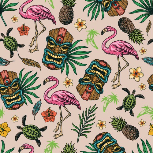 Hawaii seamless pattern including hula skirt Vector Image