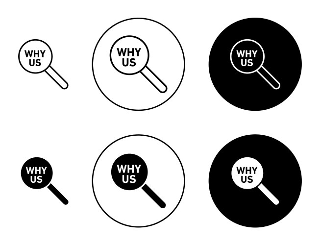 Why us icon set on white background Royalty Free Vector