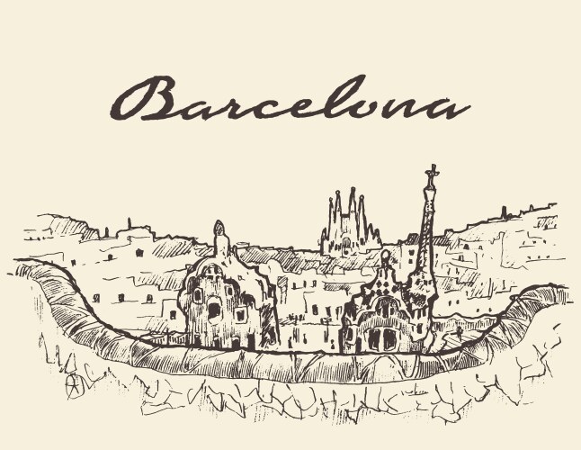 Barcelona spain vintage hand drawn sketch Vector Image