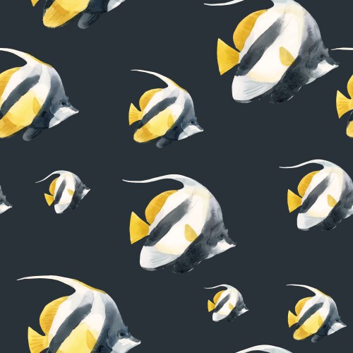 Watercolor underwater submarine pattern Royalty Free Vector