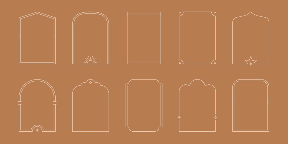 Line arch frame set minimal style oval Royalty Free Vector