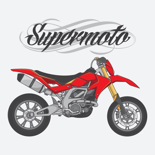 Sports racing motorcycle racer against backdrop Vector Image