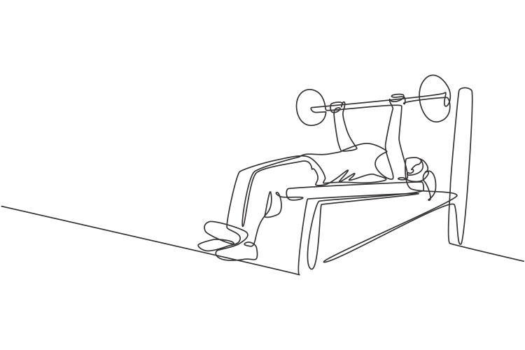 Woman doing smith machine barbell bench press Vector Image