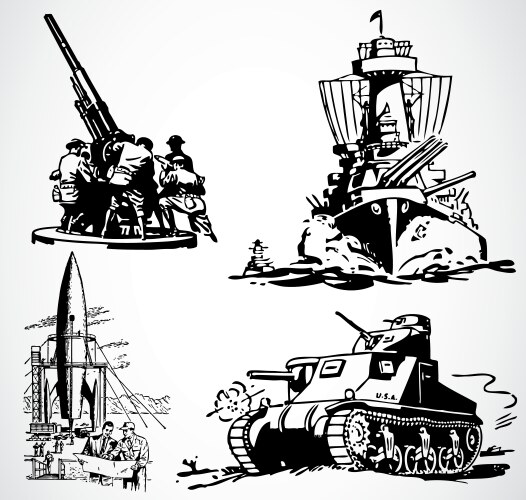 Three vintage military rifles Royalty Free Vector Image