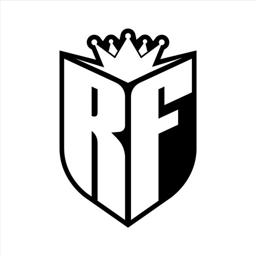 Rf letter bold monogram triangle curve shield Vector Image