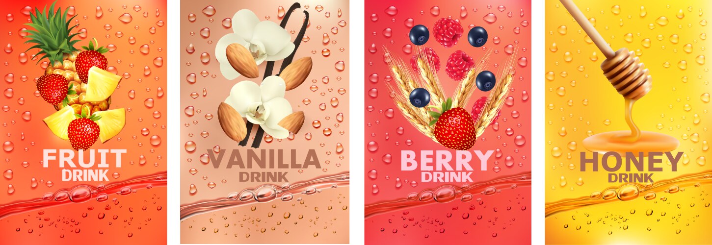 Big collection icons of fruit in a milk splash Vector Image