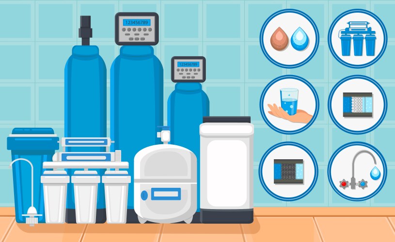 Realistic water filter infographic aqua Royalty Free Vector