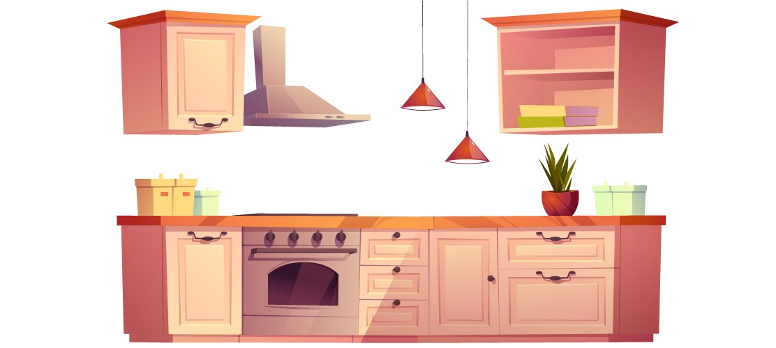 Cartoon kitchen counter with appliances Royalty Free Vector